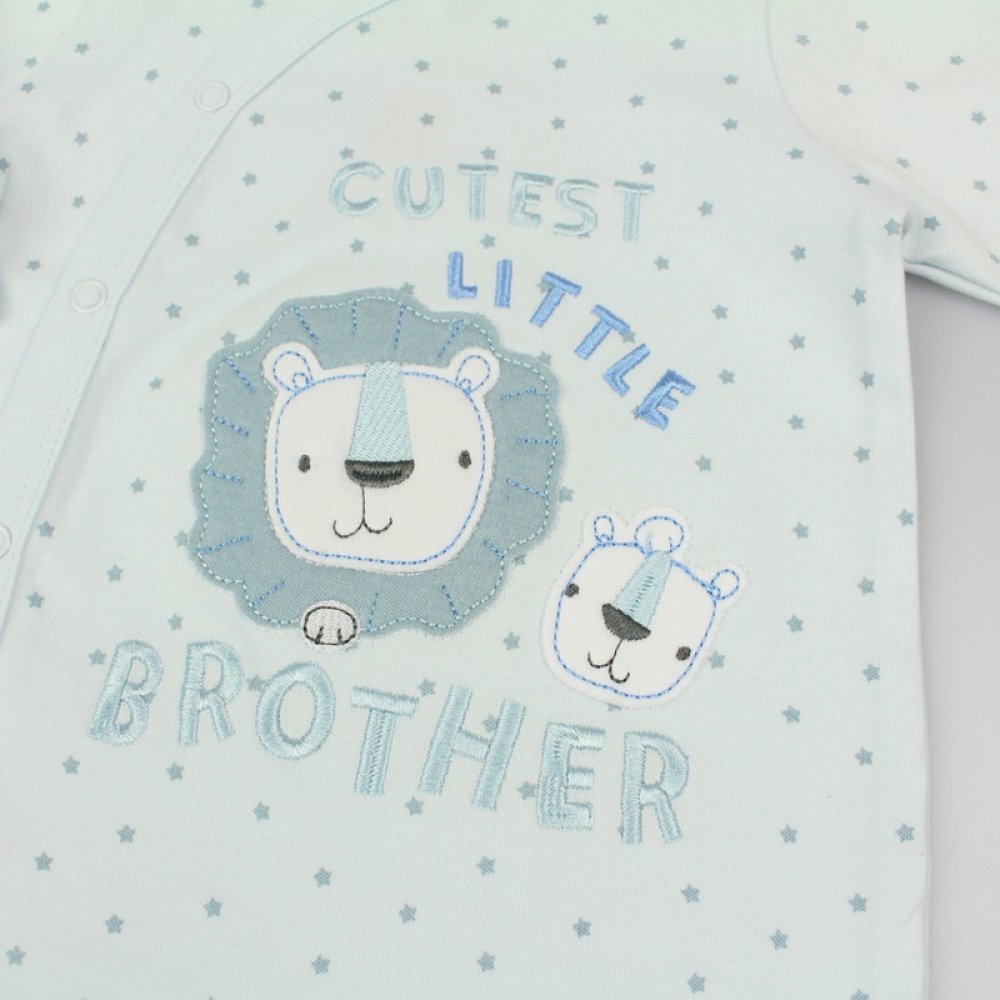 M15937: Baby "Cutest Little Brother" Cotton Sleepsuit (NB-3 Months)