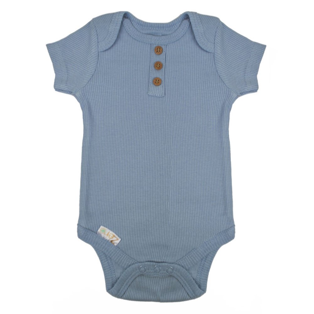 BS4500-DB: Dusty Blue Ribbed Bodysuit (0-3 Months)