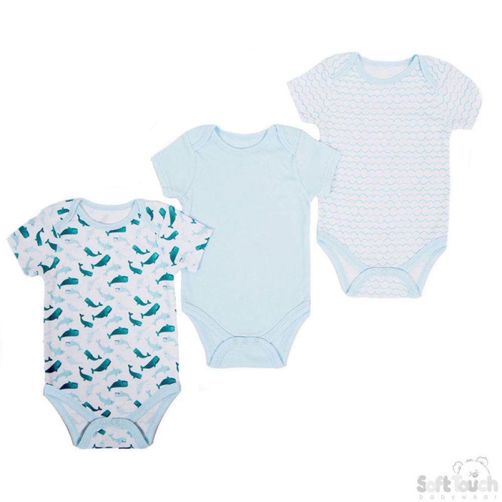 CC204-BS: Boys 3 Pack Bodysuits (0-3 Months)